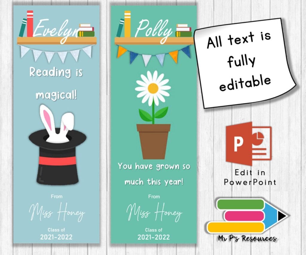Personalised End of Year Bookmarks 2024 | Mr P's Resources