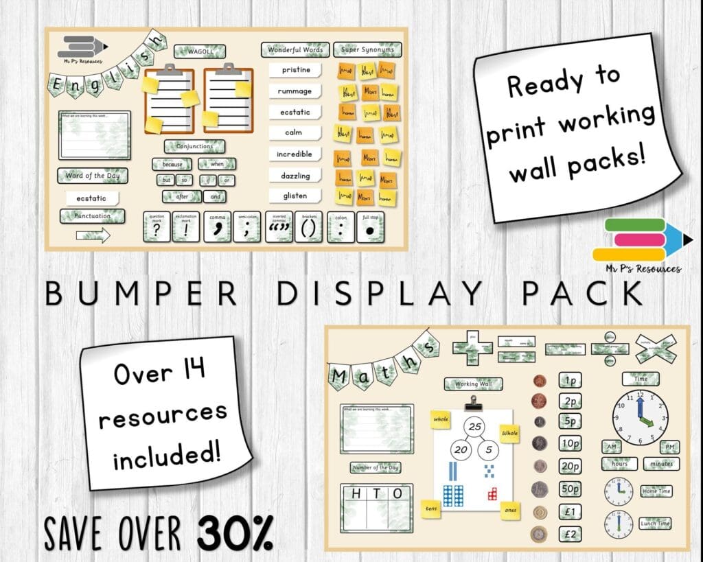 Botanical Maths & English Display Pack (save 30%) | Mr P's Resources