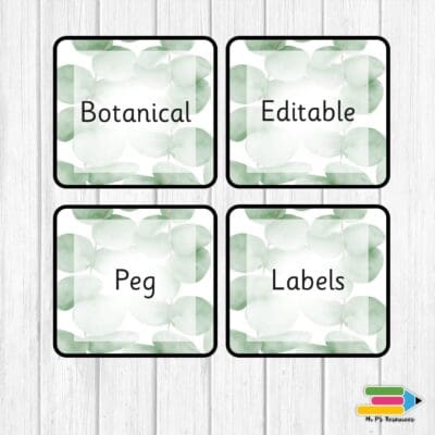 Botanical Themed Peg Labels (editable) | Mr P's Resources