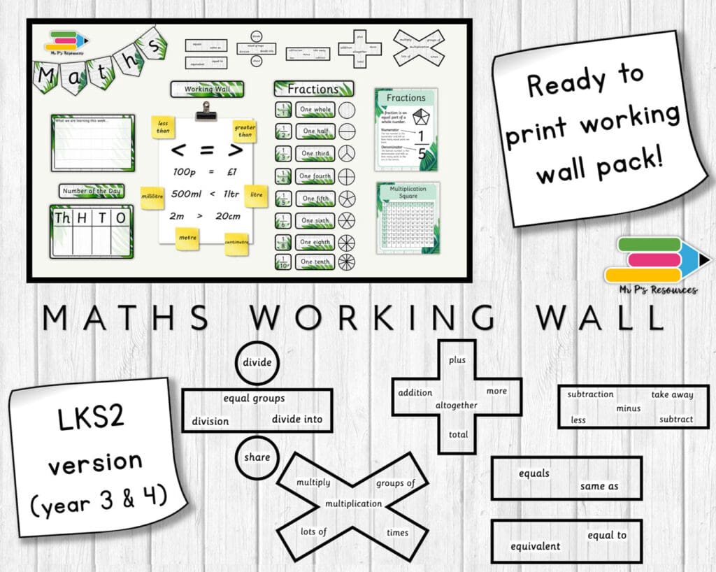 Year 3/4 Maths Working Wall | Mr P's Resources