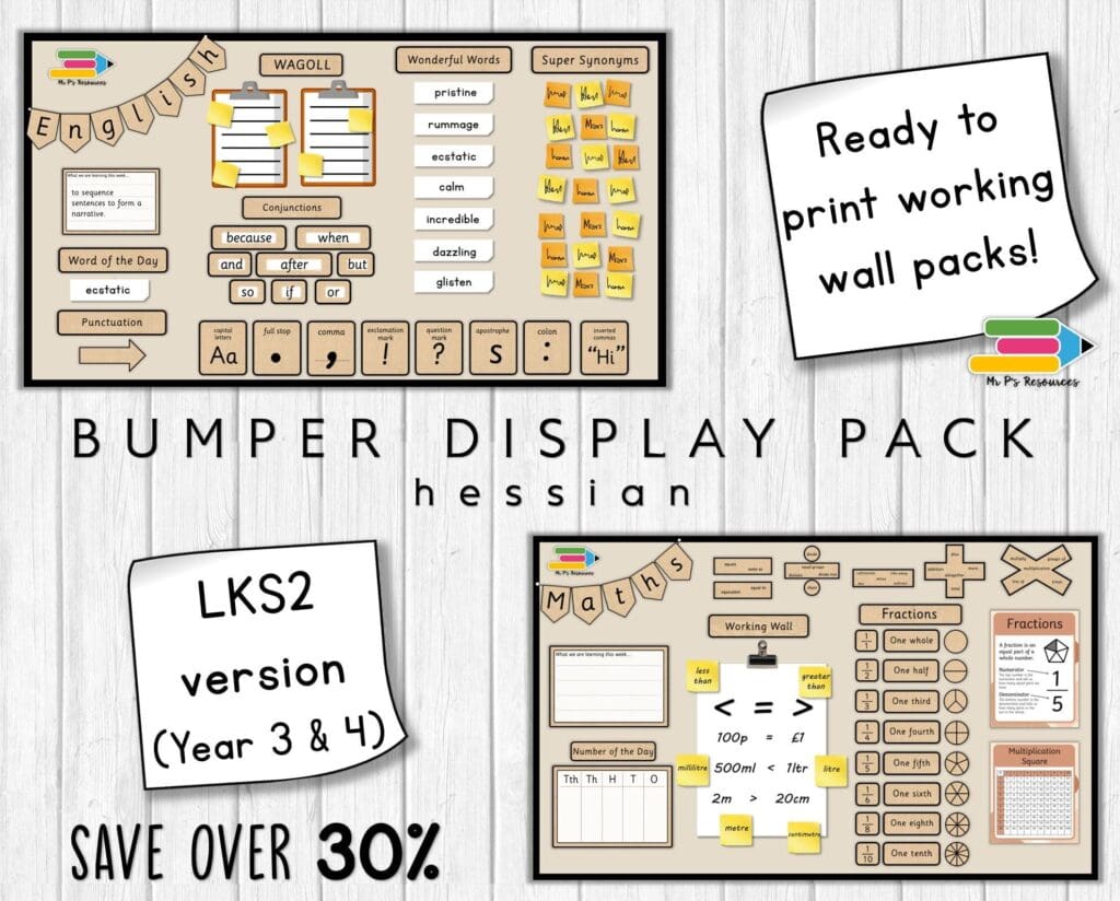 Year 3/4 Hessian Maths & English Display Pack - LKS2 Display Pack | Mr ...