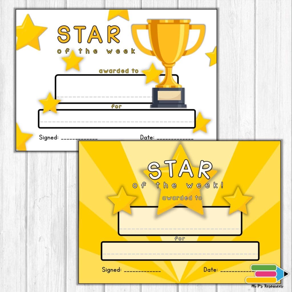 Star of the Week Certificates (bumper pack) | Mr P's Resources
