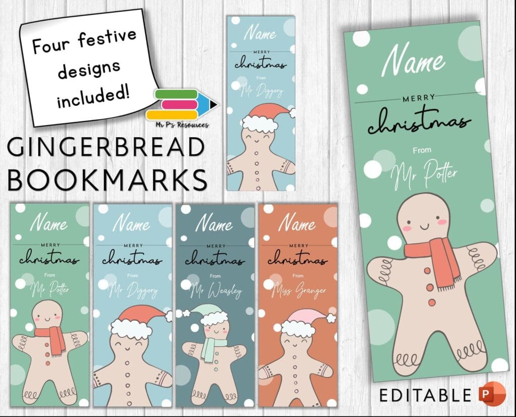 Editable Gingerbread Christmas Bookmarks | Mr P's Resources