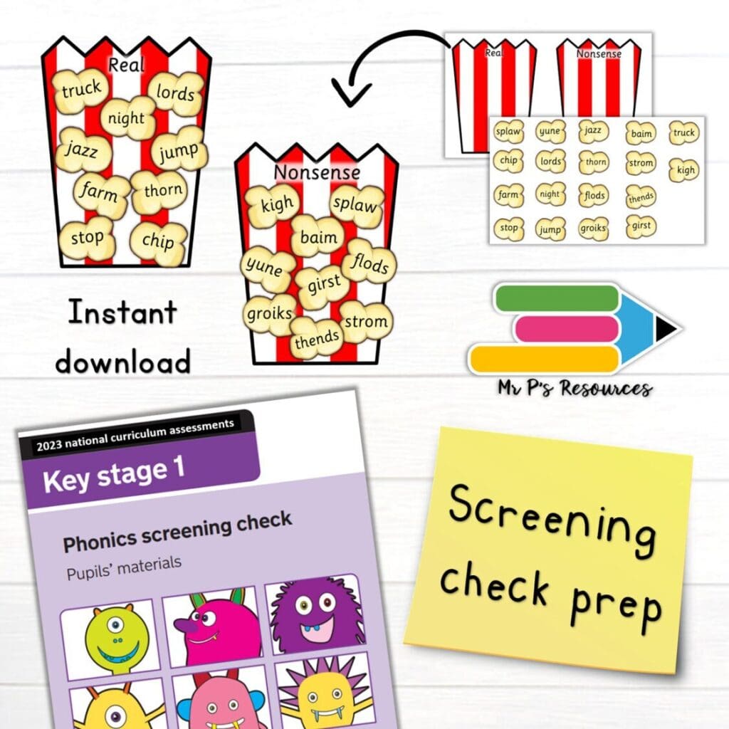 Phonics Word Sorting Game (Screening Check Prep) - Popcorn | Mr P's ...